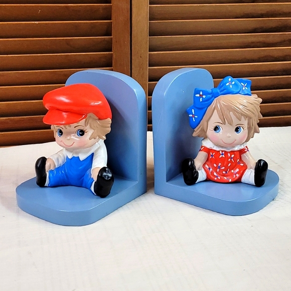 Vintage | Office | Vintage Ceramic Little Boy Girl Bookends | Poshmark